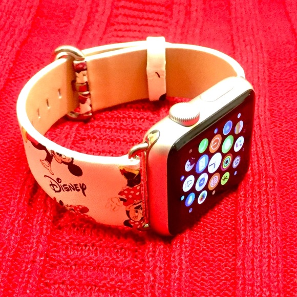 Disney | Accessories | 384mm Minnie Mouse Apple Watch Leather Band ...